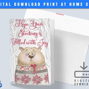 Printable Digital Christmas Cards Watercolor Christmas Bear Seasons ...