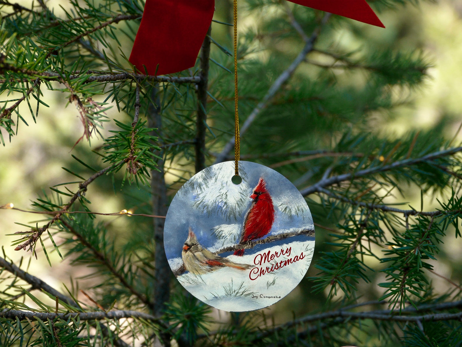 Merry Christmas Cardinal Ornament Winter Cardinal Couple - Etsy