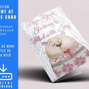 Printable Digital Christmas Cards Watercolor Christmas Bear Seasons ...