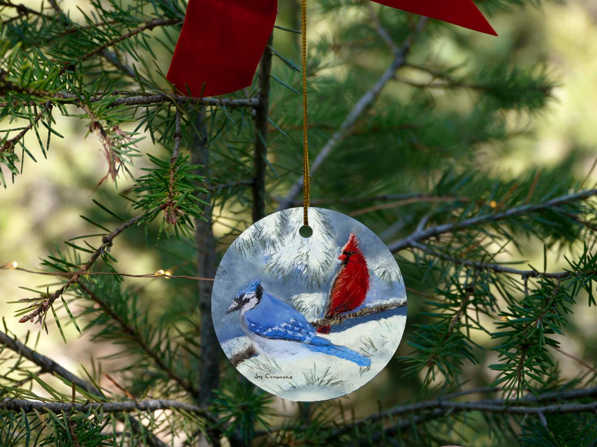 Blue Jay and Cardinal Ornament, Winter Cardinal - Blue Jay Bird ...