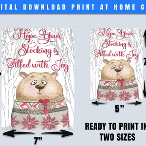 Printable Digital Christmas Cards Watercolor Christmas Bear Seasons ...