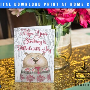 Printable Digital Christmas Cards Watercolor Christmas Bear Seasons ...