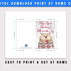 Printable Digital Christmas Cards Watercolor Christmas Bear Seasons ...