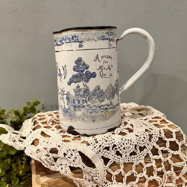 French Enamelware Pitcher - Etsy