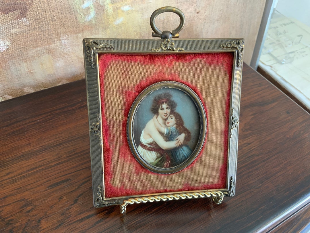 French Miniature Portrait of Famous French Painter & Her Daughter (1755 ...