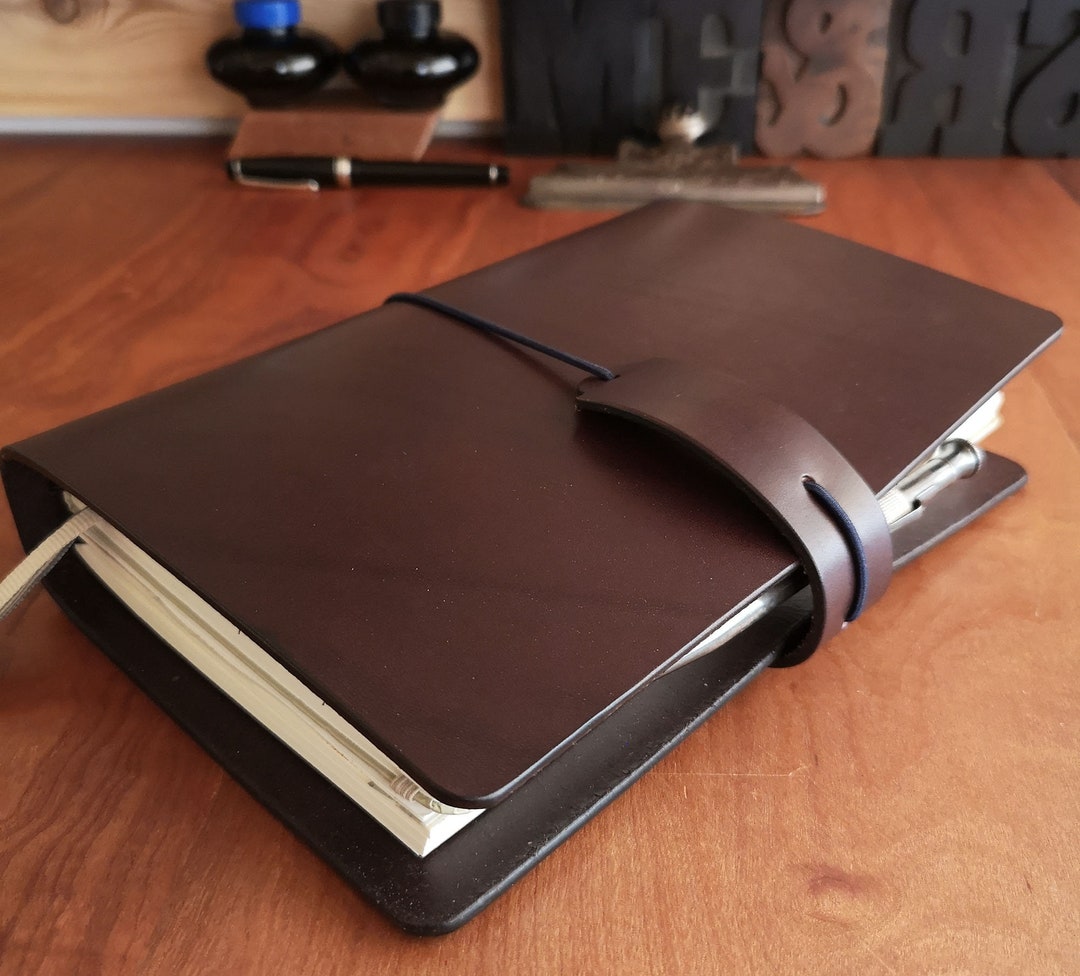 Midori A5 Thick Spine Leather Cover Traveler's Notebook Sketcher Writer ...