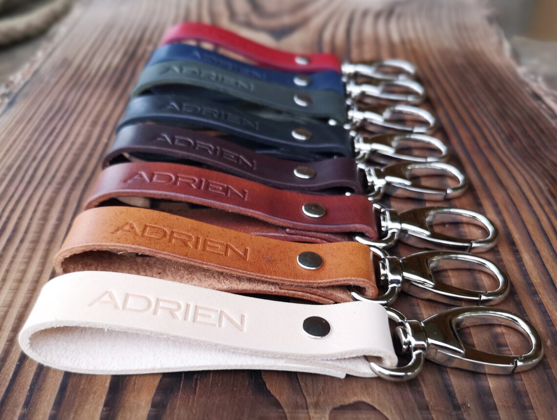 Key leather strap with snap hook Customizable gift 8 colors | Etsy