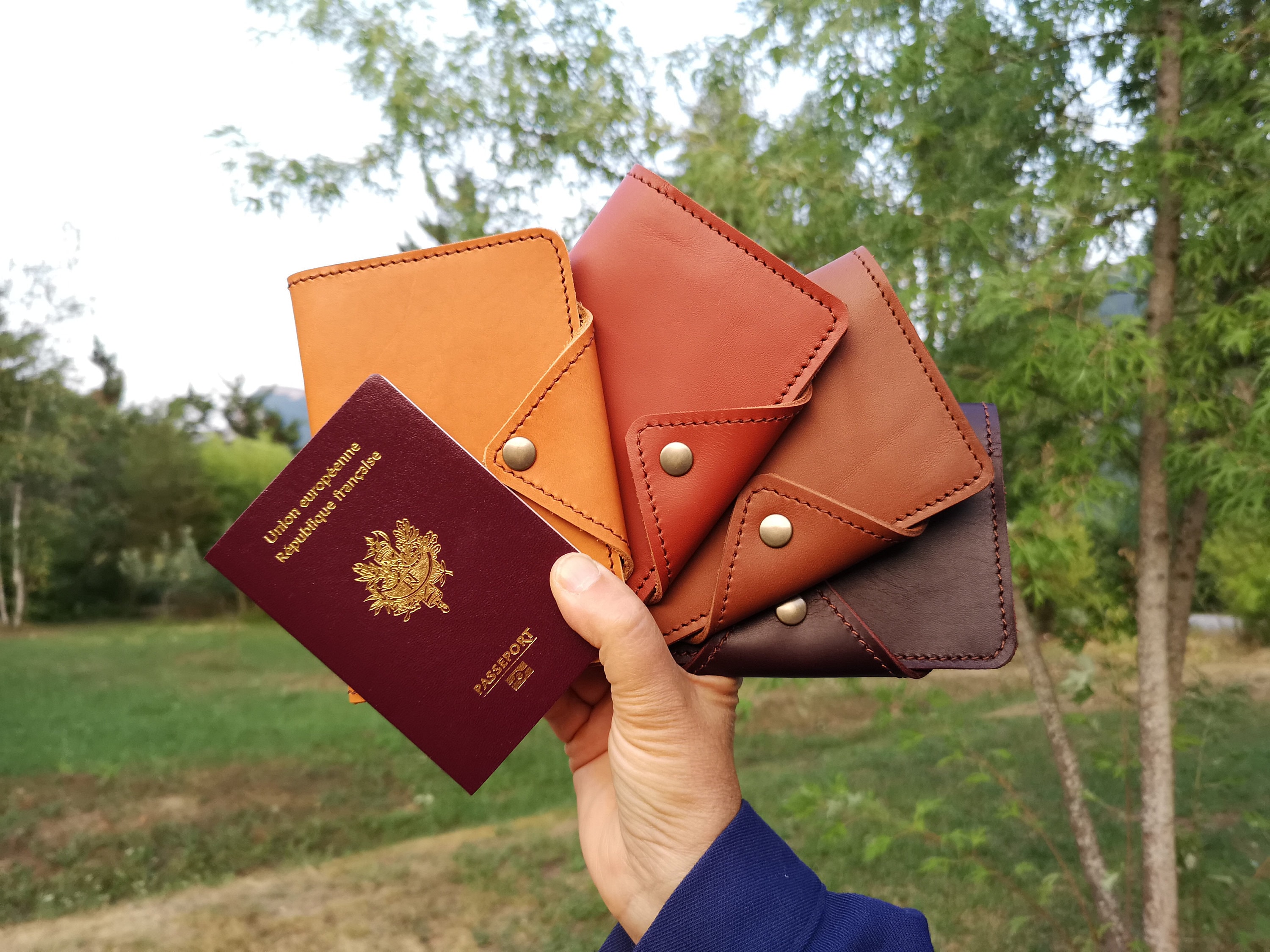 PASSPORT Leather Cover, Customize Cover, Name, Initials, Tan Color ...
