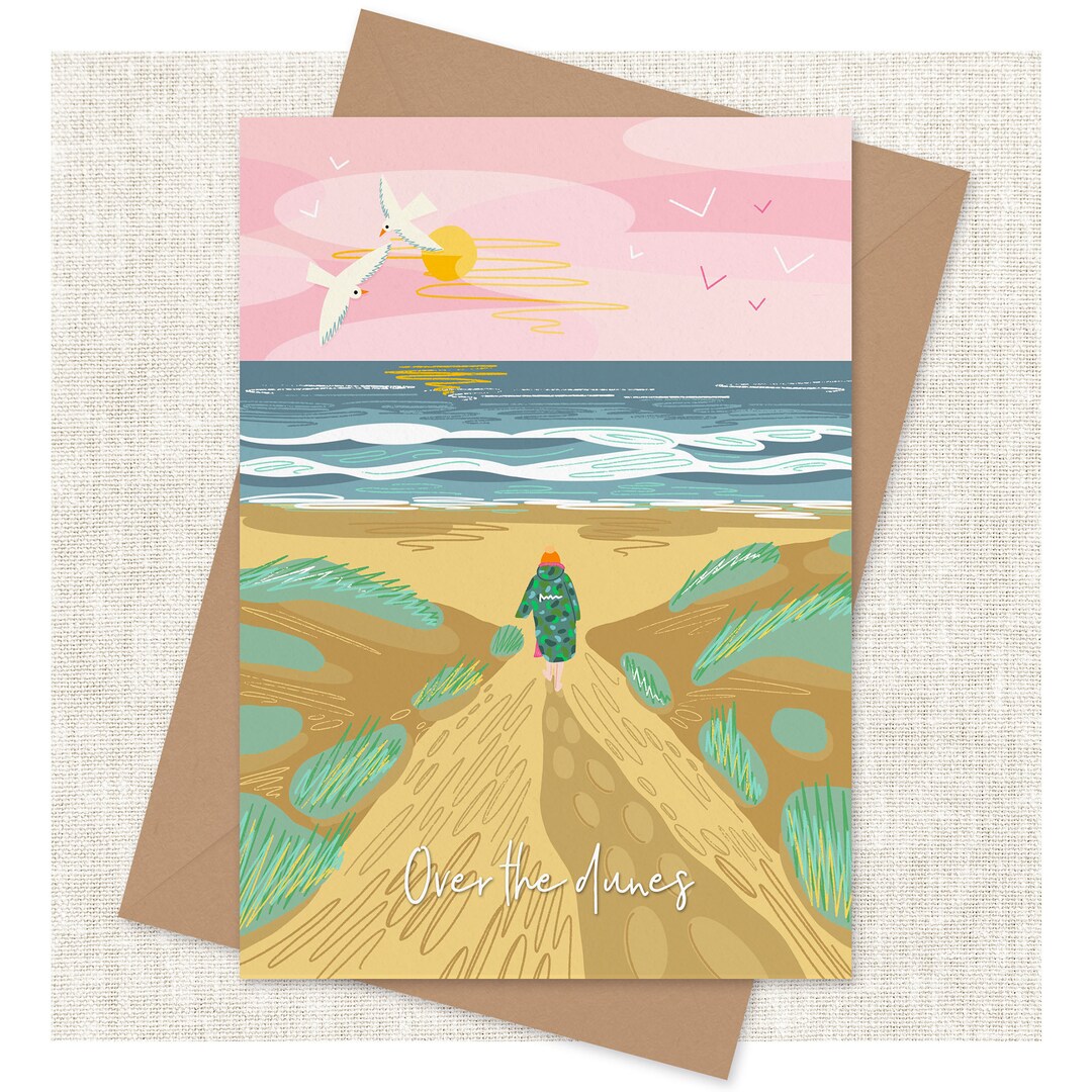 Coastal Card Sea Swimming Card Over the Dunes Card Wild Swimming Card ...