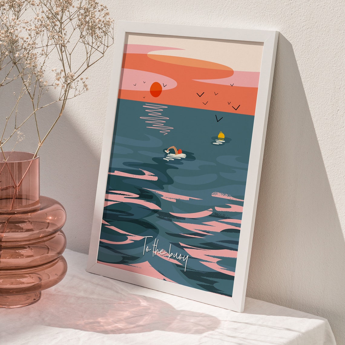 To the Buoy Sea Swimming Poster Print A4 and Mini Print A5 - Etsy UK