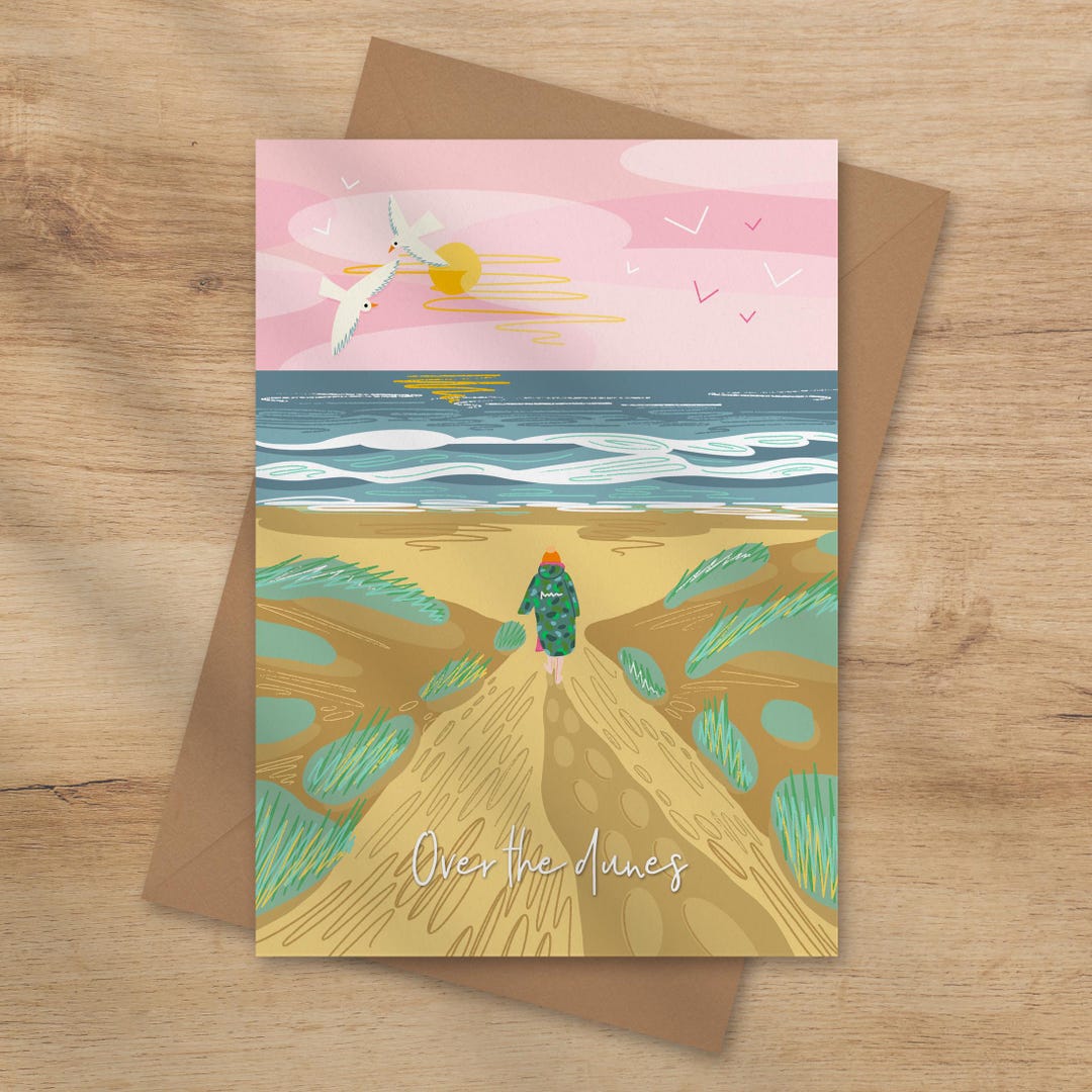 Coastal Card Sea Swimming Card Over the Dunes Card Wild Swimming Card ...