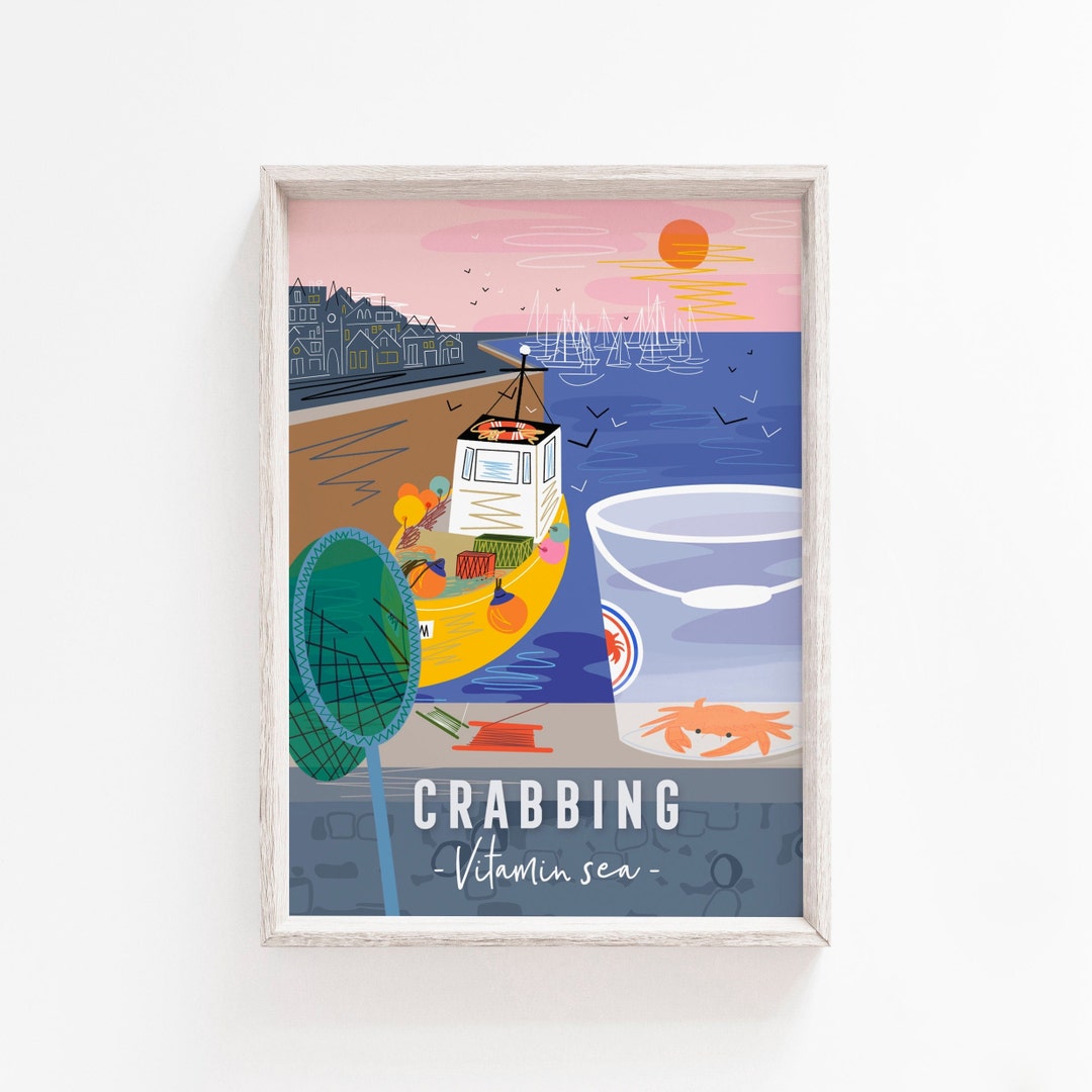 Coastal Print Crabbing Wall Art Seaside Vitamin Sea Poster Print - Etsy