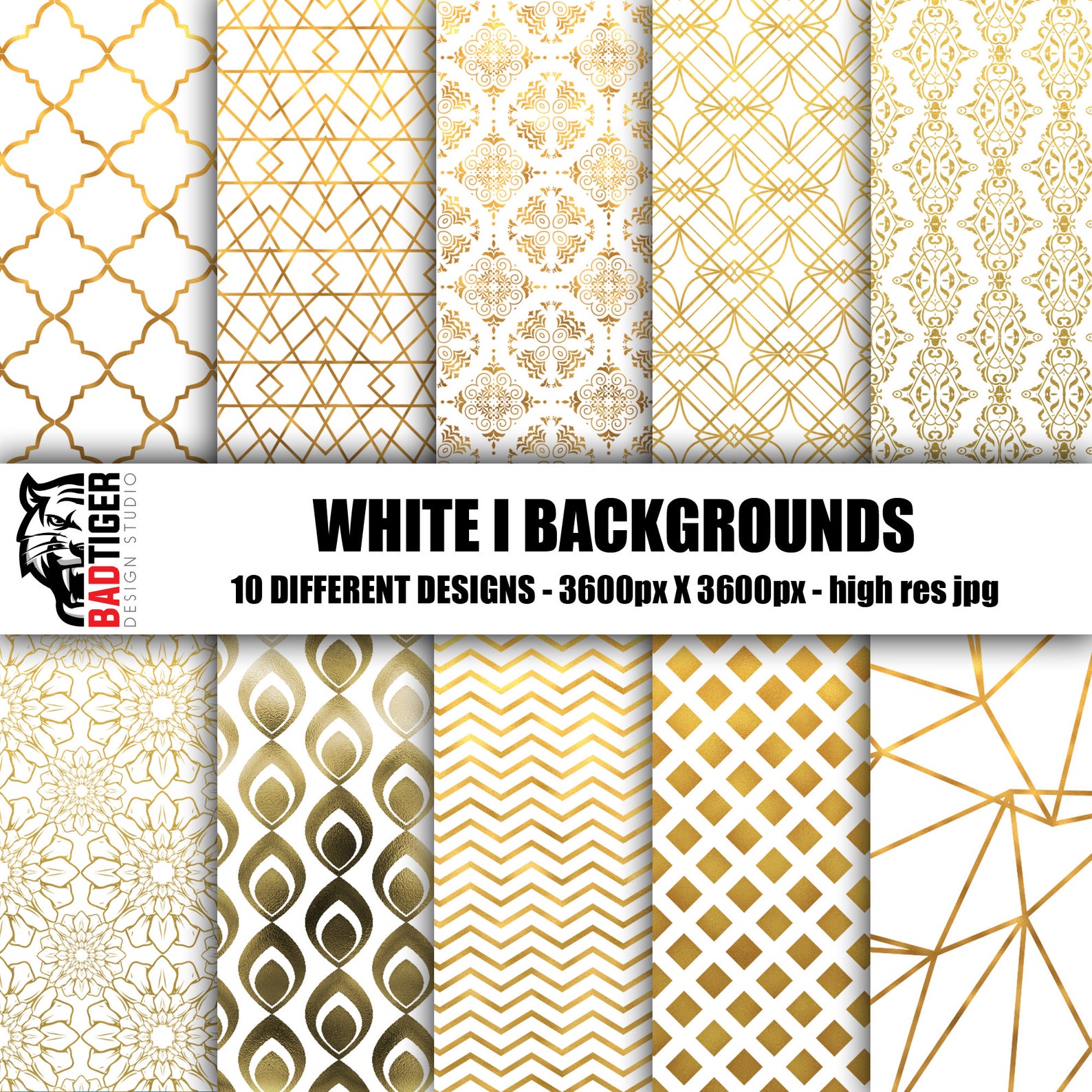 White Gold Pattern Damask Texture Digital Paper Gold Pattern - Etsy