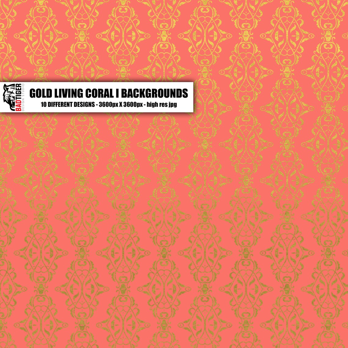 Coral Digital Paper, Coral Cardstock, Coral Texture Digital Paper, Gold ...