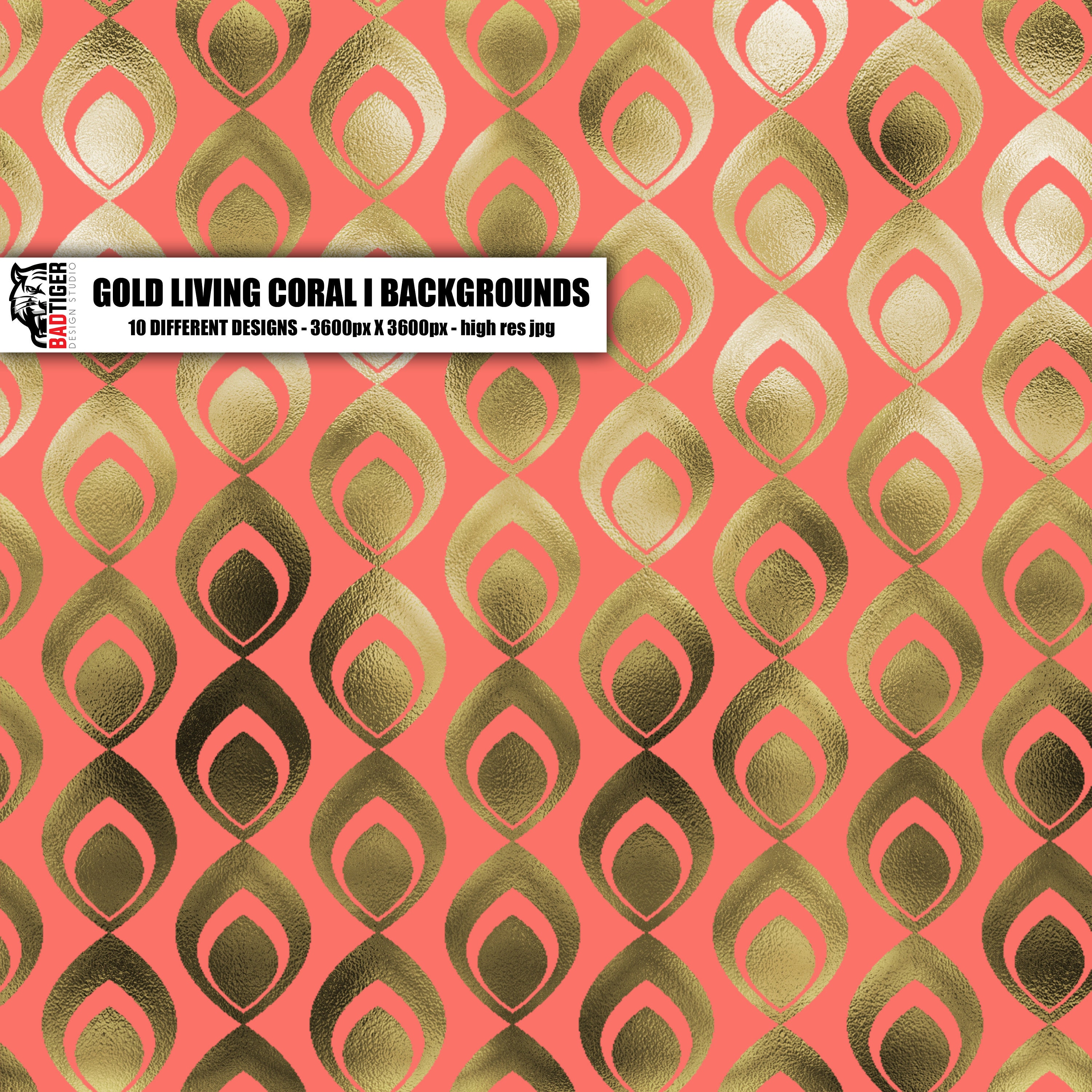 Coral Digital Paper, Coral Cardstock, Coral Texture Digital Paper, Gold ...