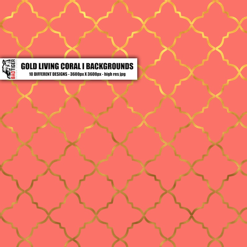 Coral Digital Paper, Coral Cardstock, Coral Texture Digital Paper, Gold ...