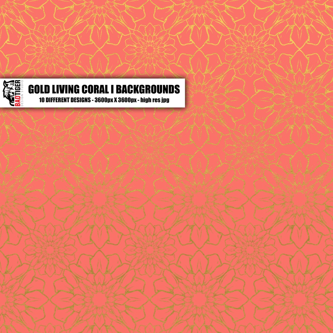 Coral Digital Paper, Coral Cardstock, Coral Texture Digital Paper, Gold ...