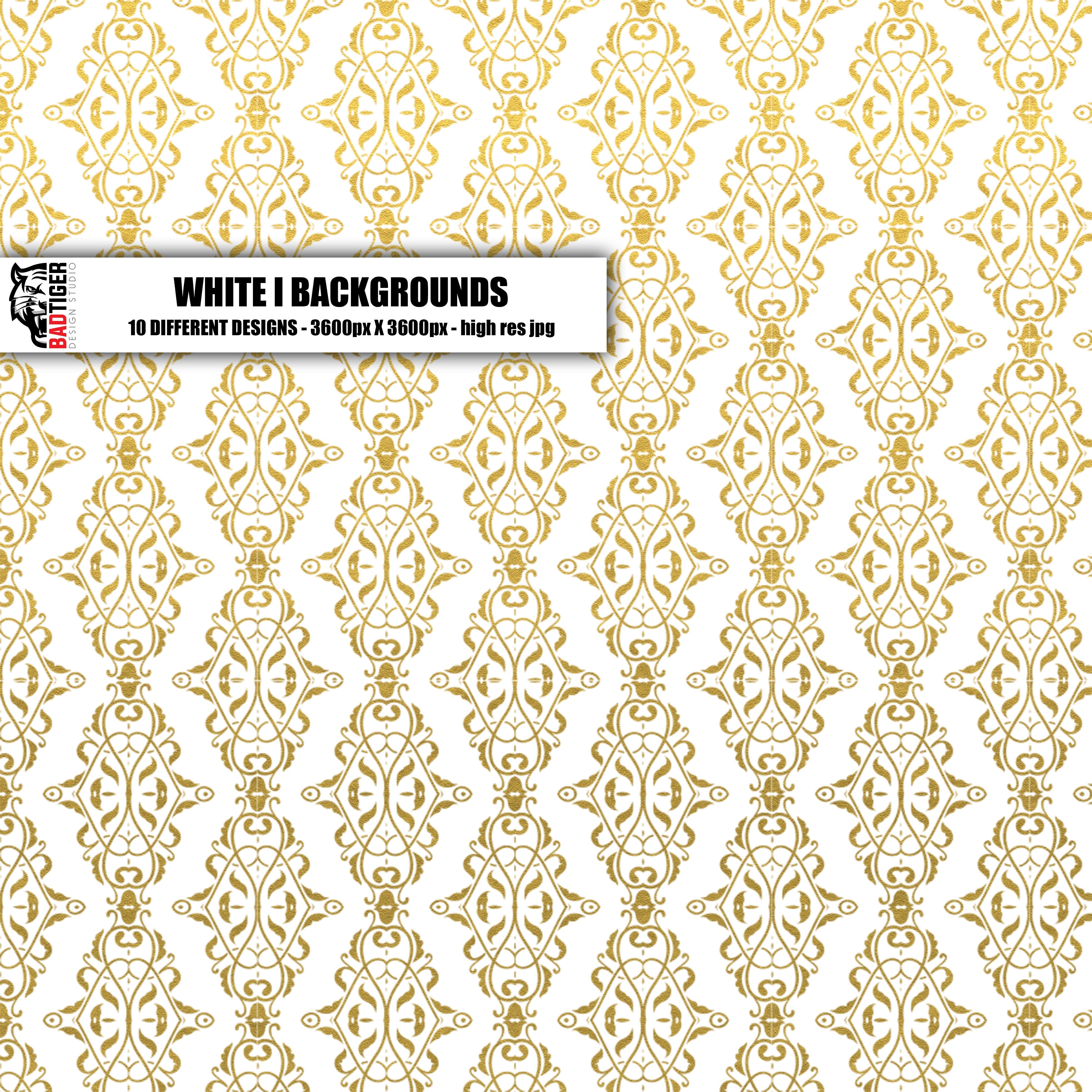 White Gold Pattern Damask Texture Digital Paper Gold Pattern - Etsy