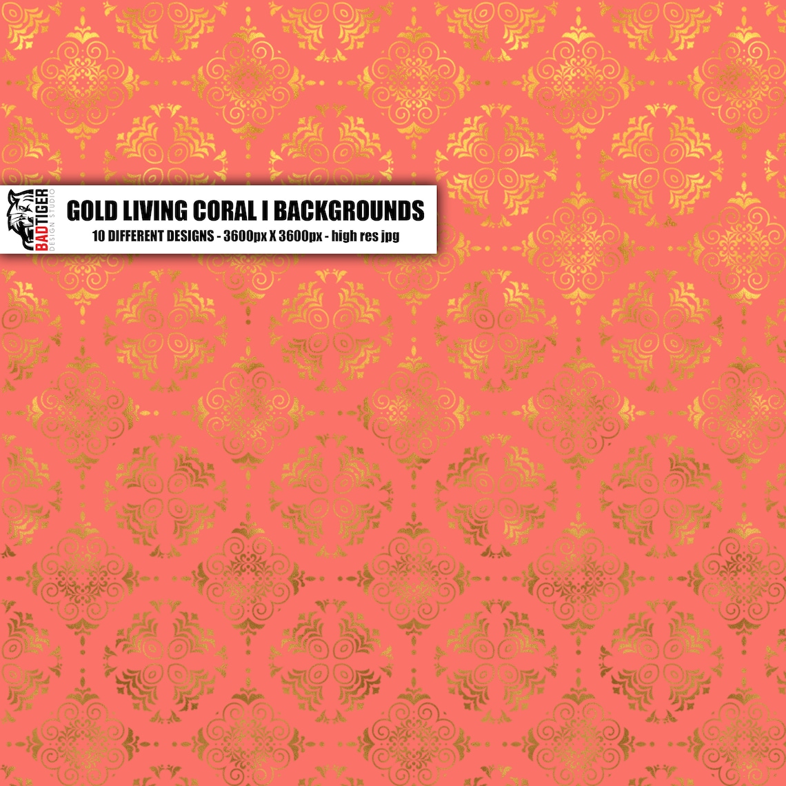 Coral Digital Paper, Coral Cardstock, Coral Texture Digital Paper, Gold ...