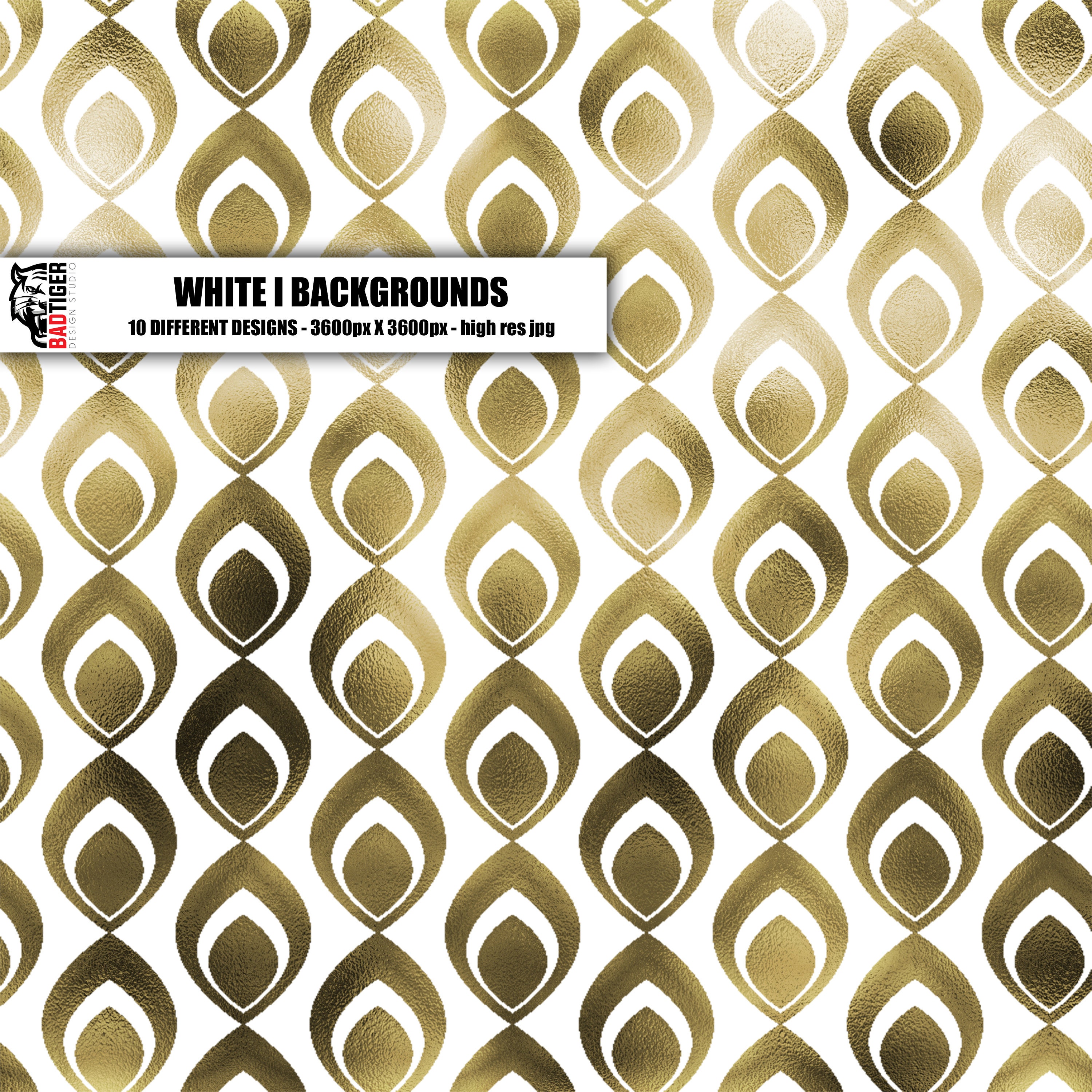 White Gold Pattern Damask Texture Digital Paper, Gold Pattern Scrapbook ...