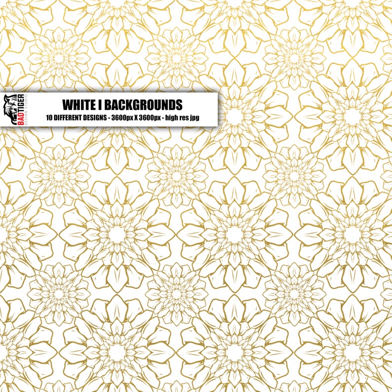 White Gold Pattern Damask Texture Digital Paper Gold Pattern - Etsy