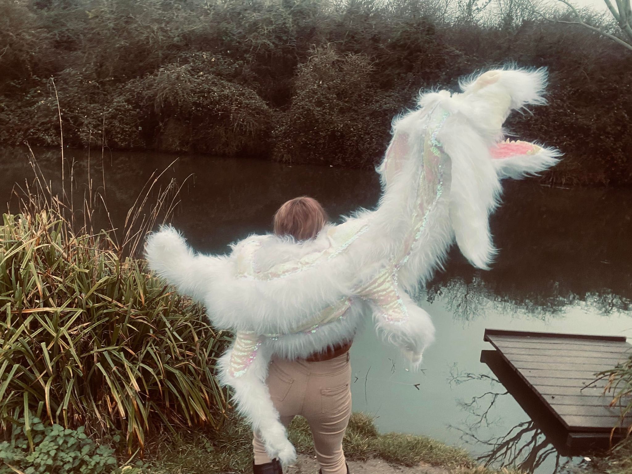 Winking AND Blinking Falkor Inspired Shoulder Puppet-made to - Etsy