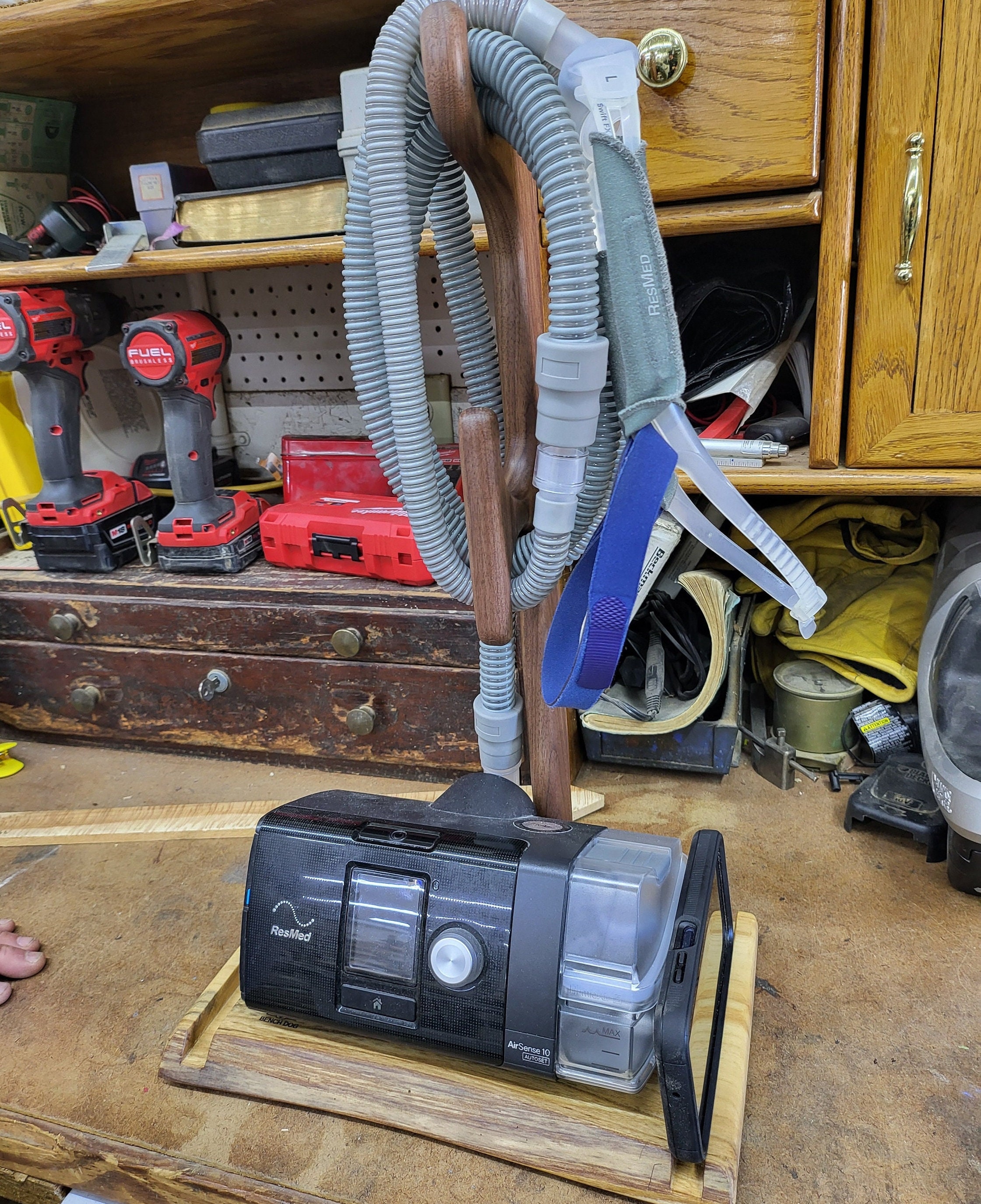 Custom Wood CPAP Machine Bedside Stand Base W/accessory Slots for Phone ...