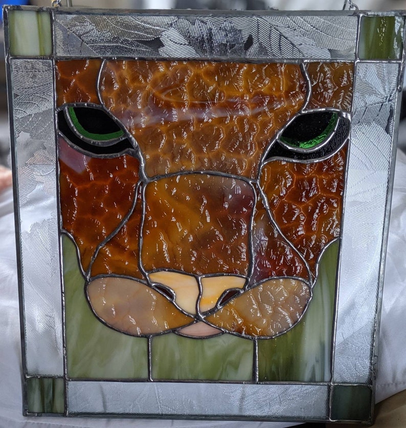 Handmade Stained Glass Leopard/rare Leopard Print Glass/big Cat/home ...