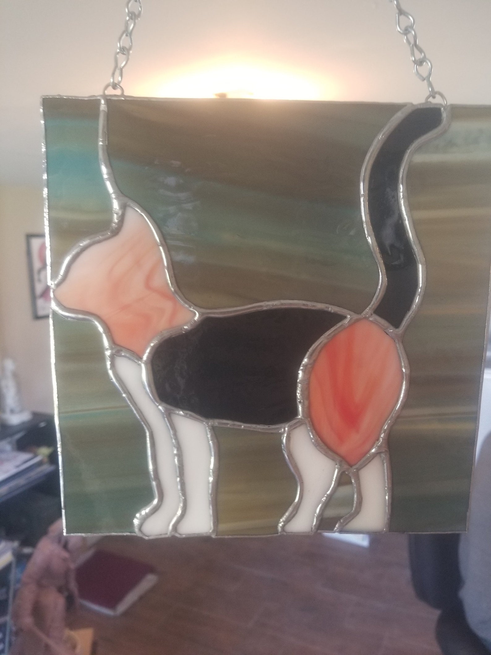 Stained Glass Calico Catglass Cat Decorhand Made - Etsy