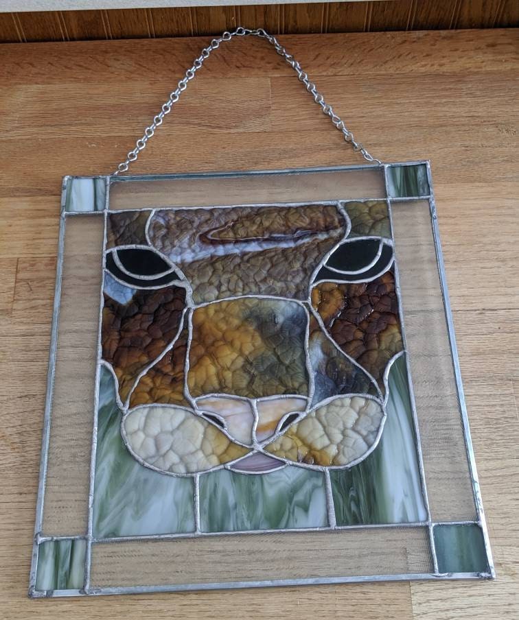 Handmade Stained Glass Leopard/rare Leopard Print Glass/big Cat/home ...