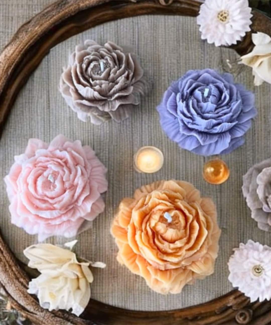 Peony Flower Candle - Etsy