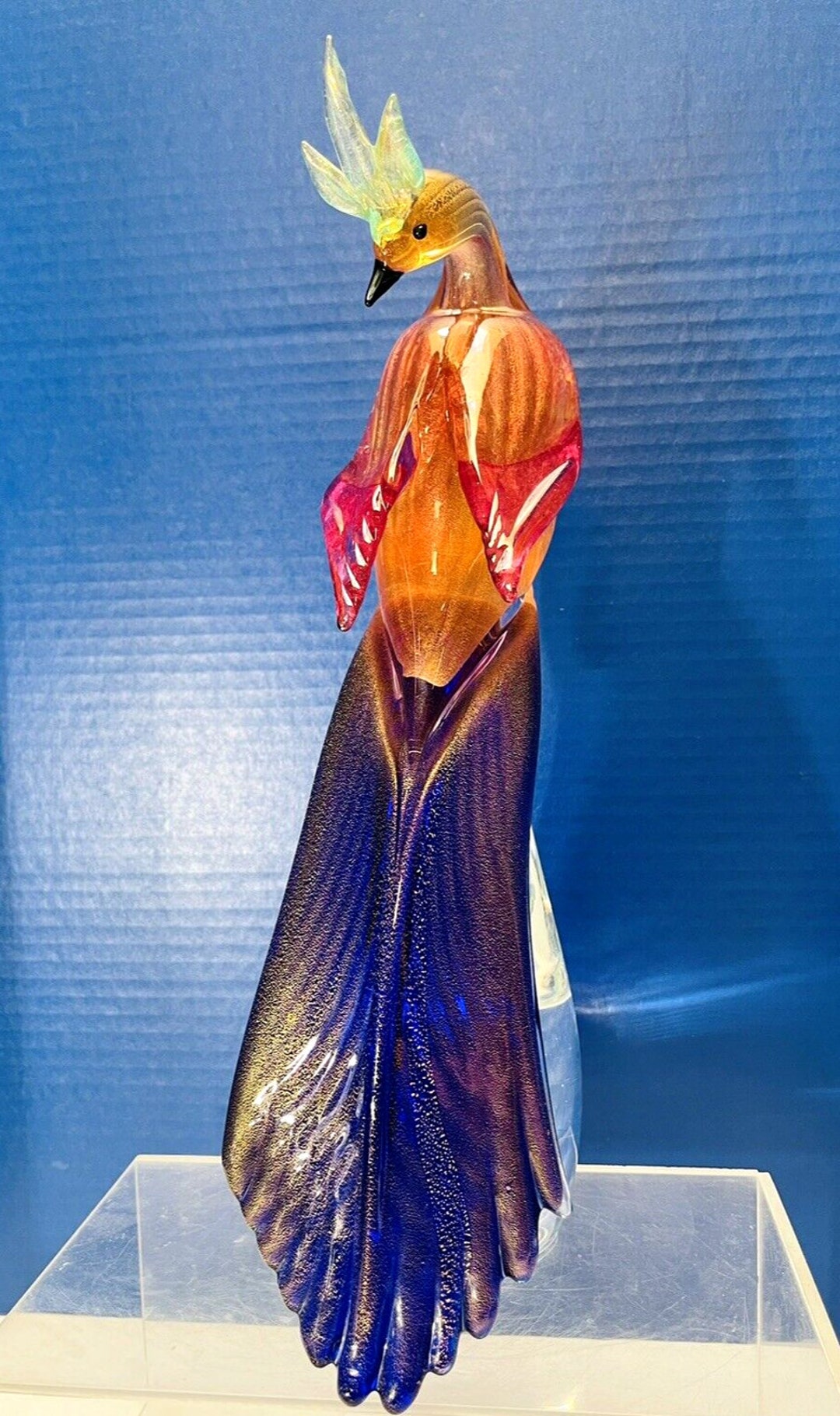 Murano Glass Exotic Bird of Paradise Peacock Art Glass Gold - Etsy
