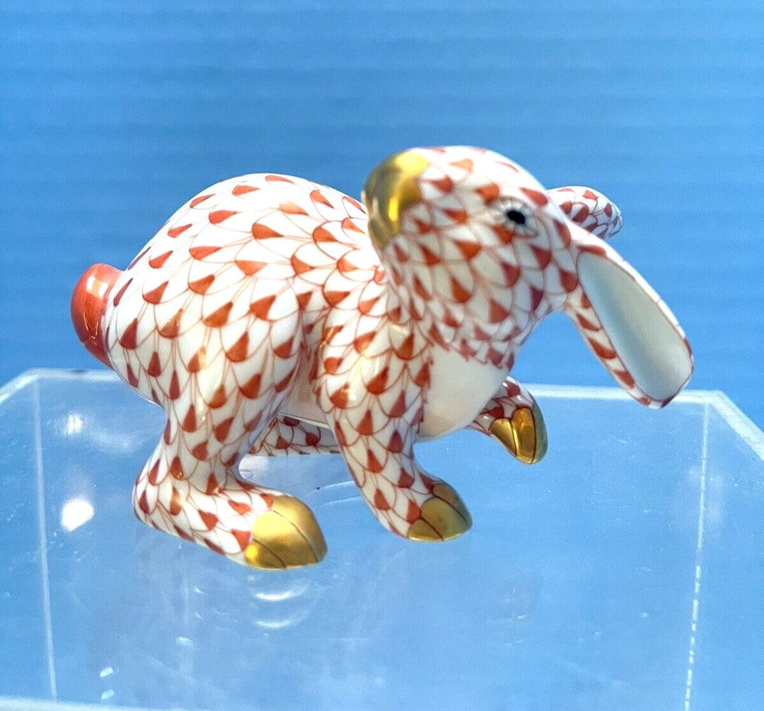 Herend RARE 1st Edition Hopping Rabbit Rust Fishnet - Etsy