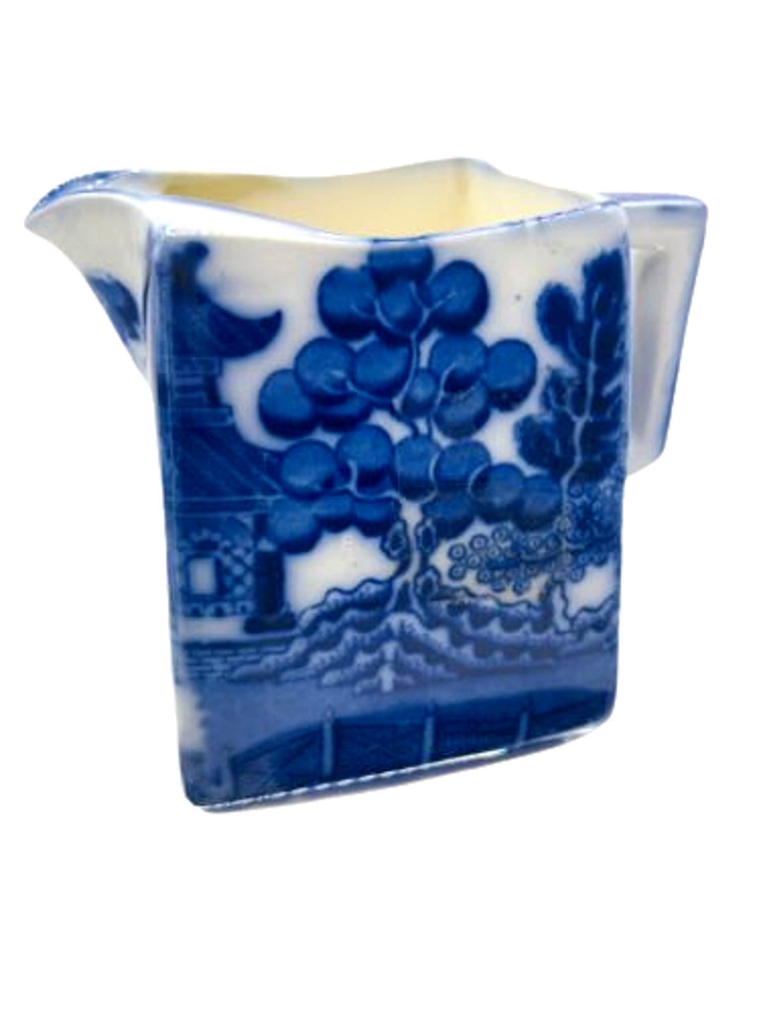 Royal Doulton Flow Blue Square Jug Pitcher Burslem Blue Willow - Etsy