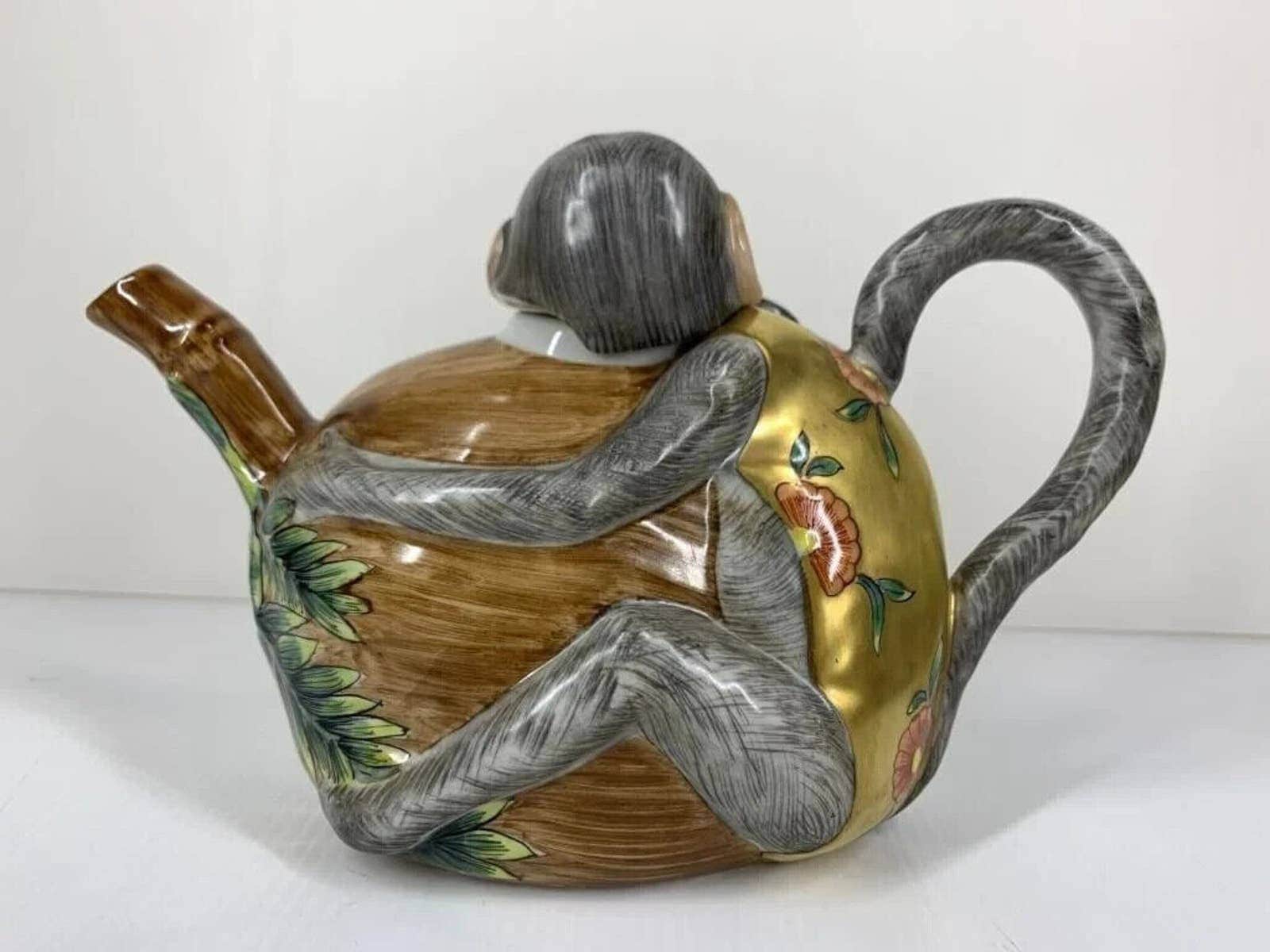 Porcelaine De Paris Monkey Teapot C. 20th Century Polychrome - Etsy