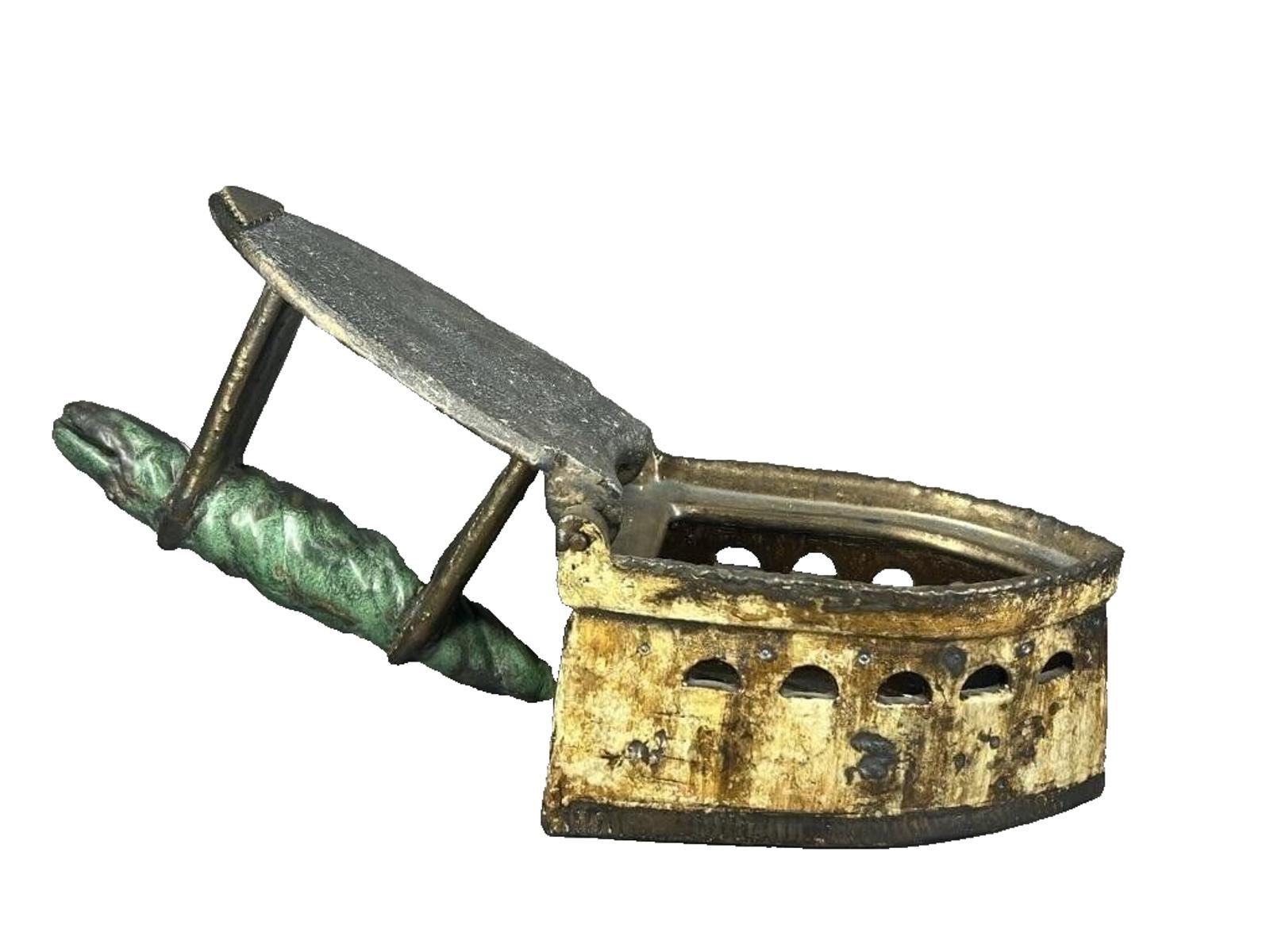 Glazed Slug Box Sad Iron Figurine W Green Slug Handle Signed 1983 ...