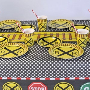 Railroad 9" Dinner Plates, Train Birthday, Transportation Party, Set of ...