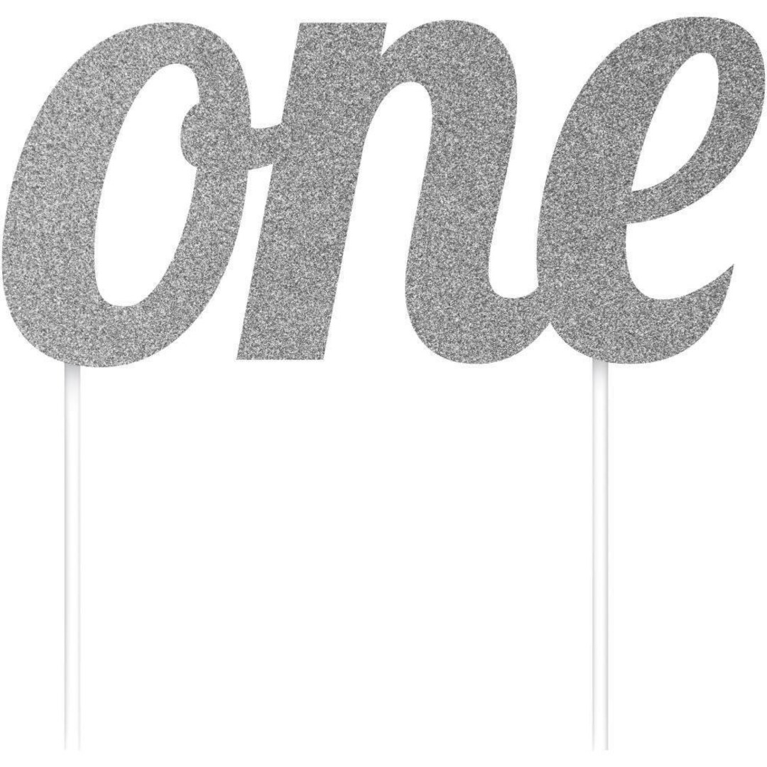 Silver Glitter ONE Cake Topper, One Cake Topper, Prince or Princess ...