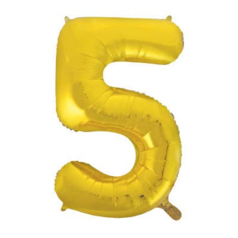 Gold Number 5 Shaped Foil Balloon 34 Packaged - Etsy