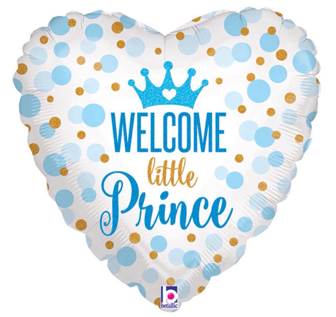 18" Welcome Little Prince Balloon, Glitter Holographic Balloon , Gender ...