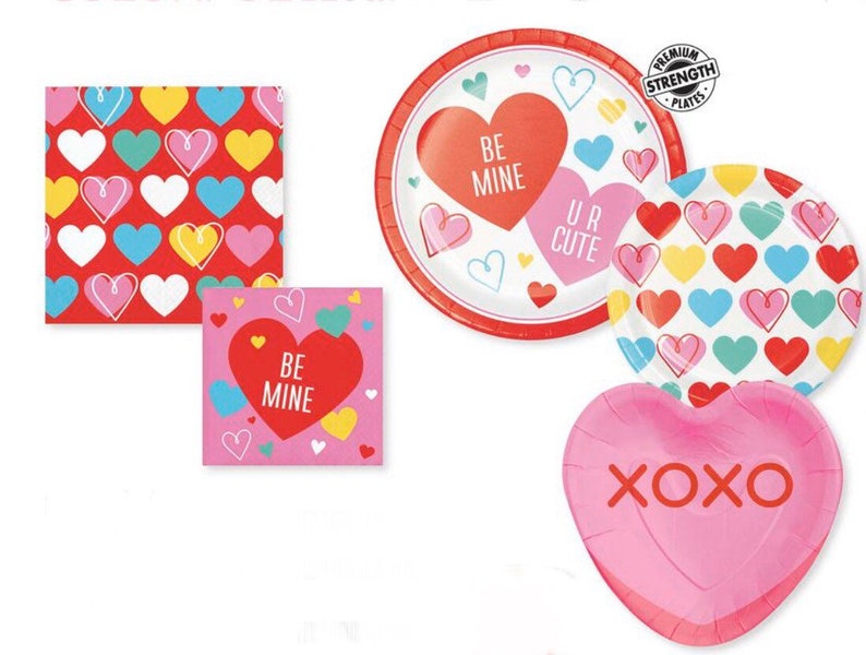 Candy Hearts Valentines Plastic Table Cover, 54” X 102”, Valentines ...