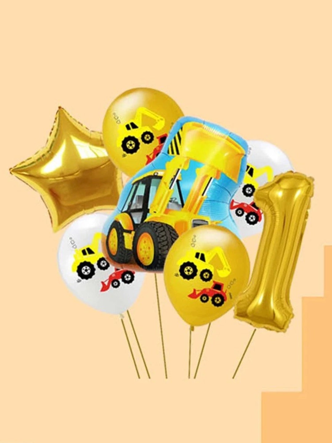 Loader Tractor 1st Birthday Balloon Bouquet, Set of 7 Balloons ...