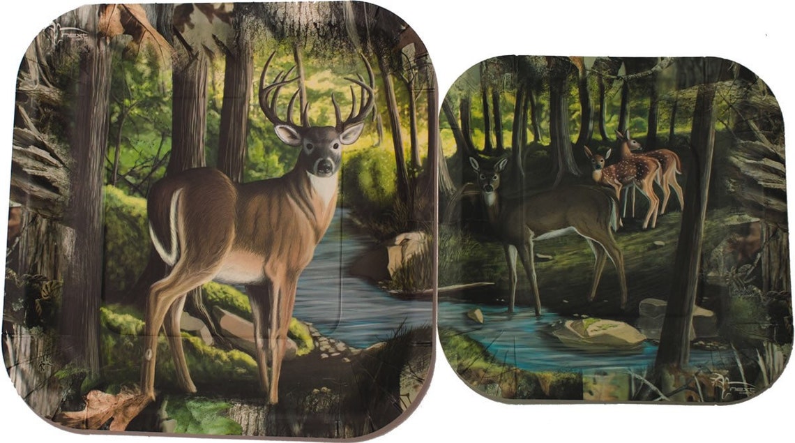 Deer 9 Plates Set of 8 Buck Plates Retirement Party Deer - Etsy