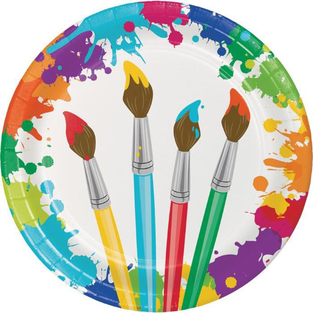 Art Party Paper 9” Plates, Set of 8, Art Birthday Party Plates, Art ...