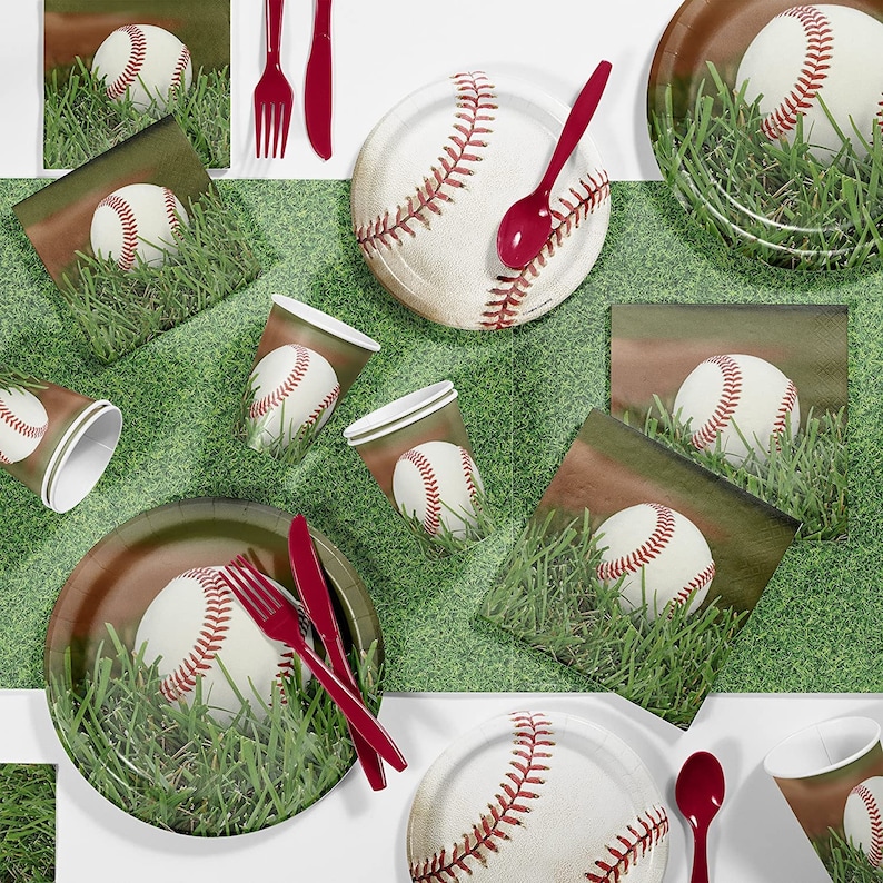 Baseball Dinner Plates Set of 8 Baseball Party Baseball - Etsy
