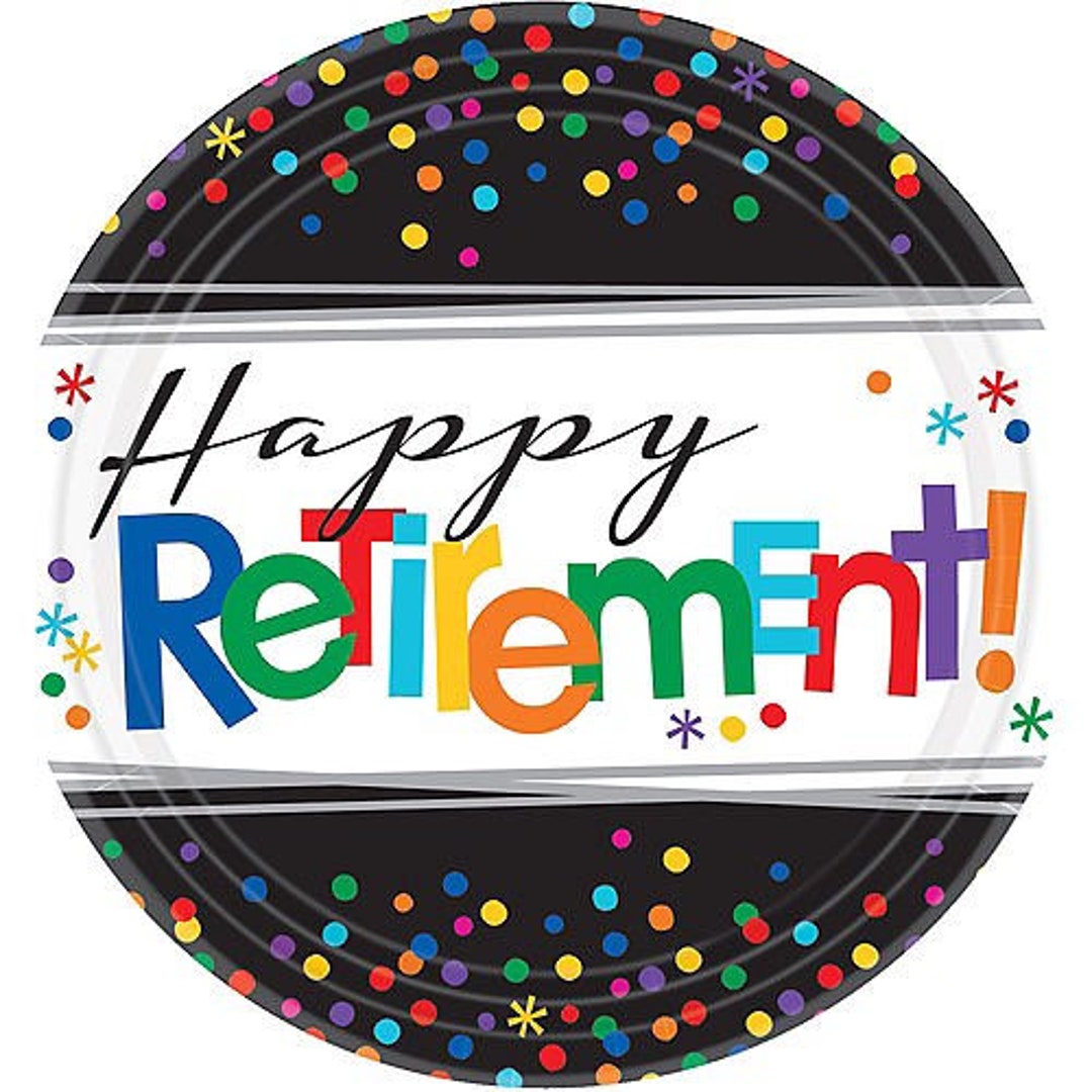 Happy Retirement Celebration Dinner Plates 8ct, 10 1/2in Paper Plates ...
