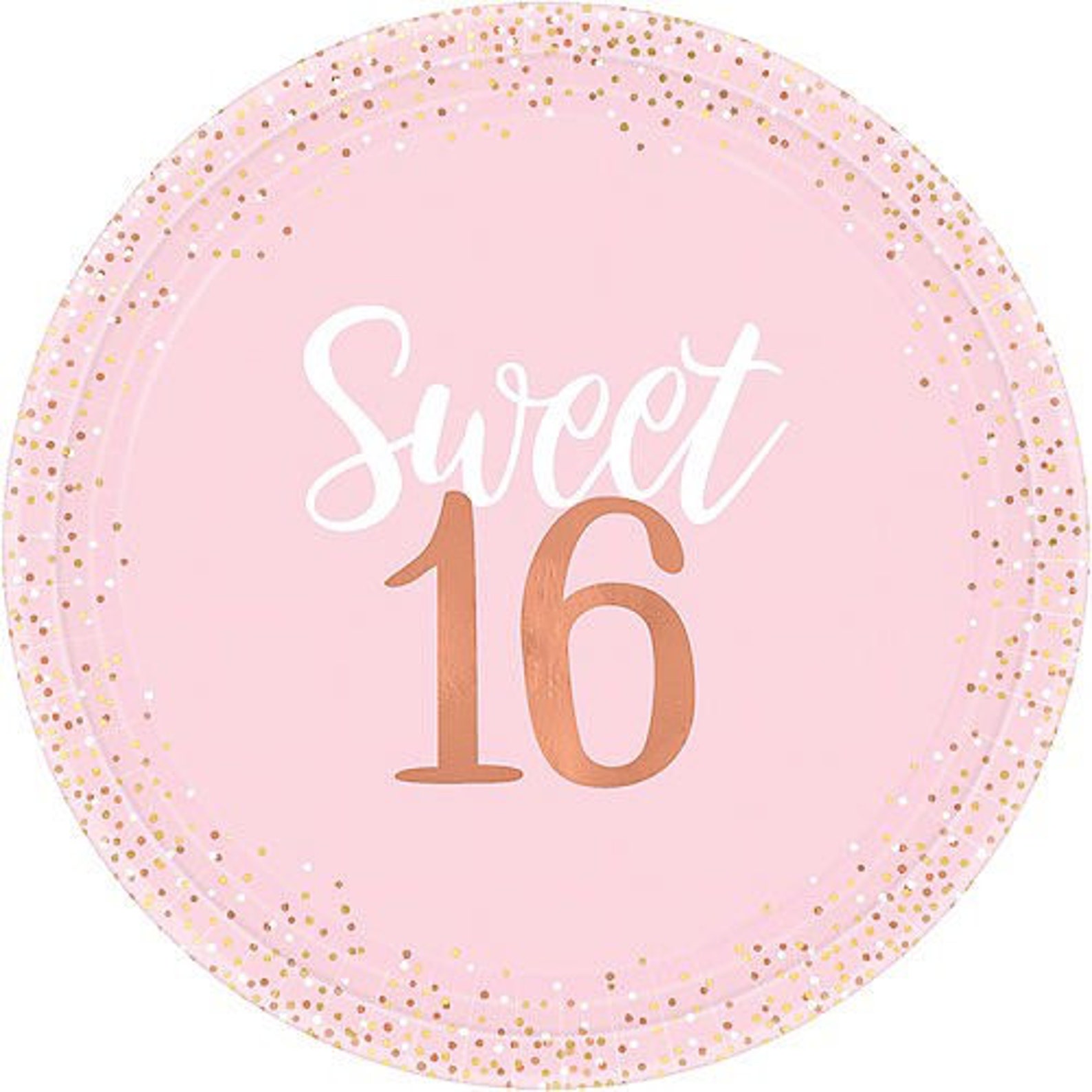 Metallic Rose Gold & Pink Sweet 16 Dinner Plates 8ct 10 1/2in | Etsy