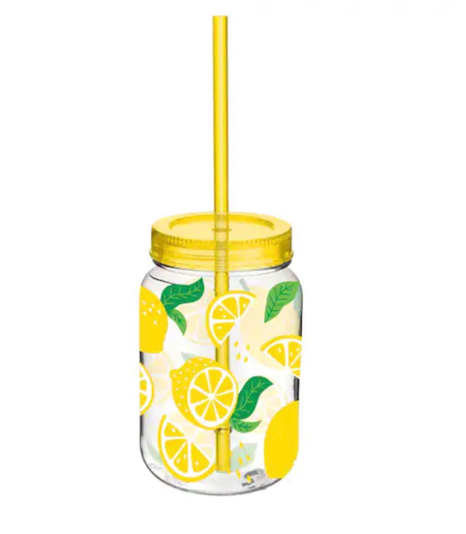 Plastic Lemon Mason Jar Cup With Straw 1 Count 16 Oz - Etsy