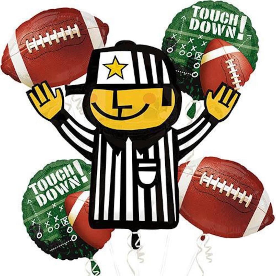 Football Balloon Bouquet, Set of 5 Balloons, Football Party, Football ...