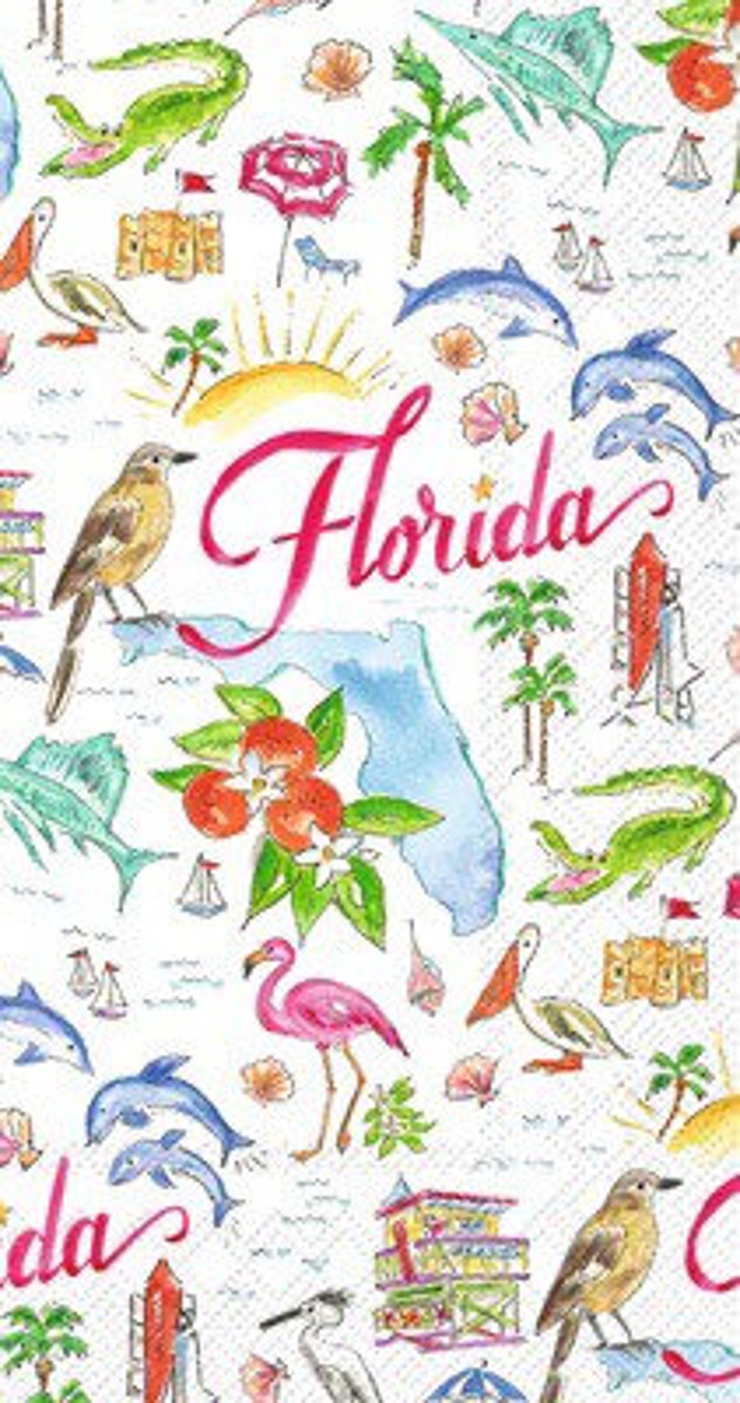 Florida Guest Towel Napkins, Set of 16 Florida State Napkins - Etsy